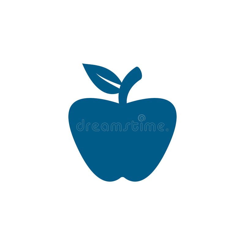 Apple Blue Icon on White Background. Blue Flat Style Vector ...