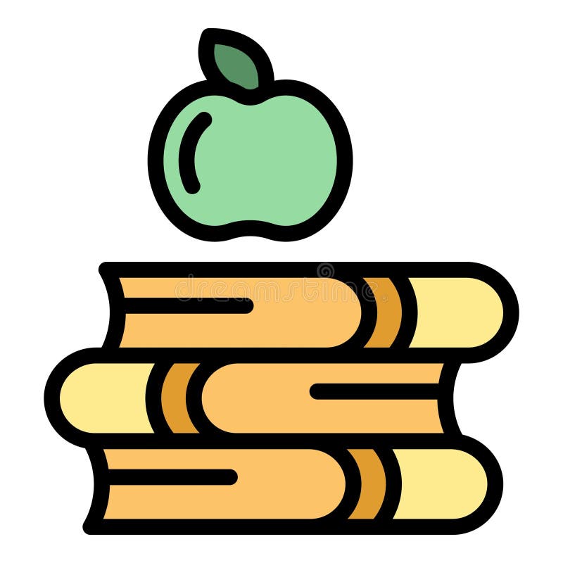Apple and Book Colored in Blue Badge Icon. Element of School Icon for ...