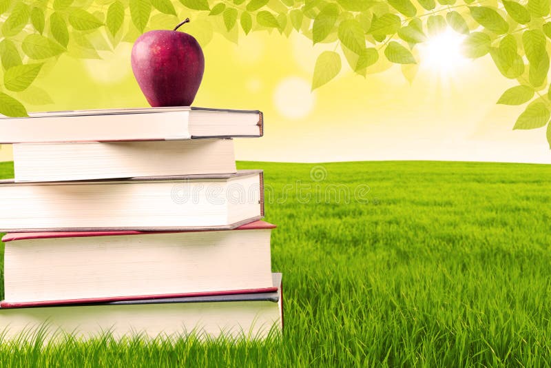 Apple and Book of Knowledge in the Park Stock Illustration ...