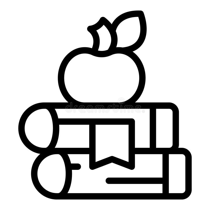 Apple on Book Stack Icon Outline Vector. Stack Data Stock Vector ... Apple on Book Stack Icon Outline Vector. Stack Data Stock Vector ...