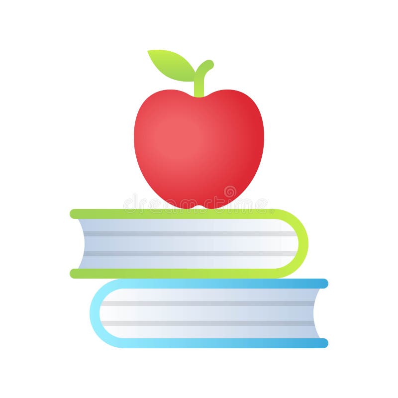 Apple on Book Vector, Back To School Gradient Style Icon Stock Vector ...
