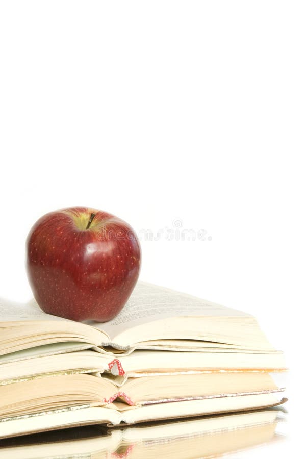 Apple and books stock photo. Image of delicious, learn - 4147428
