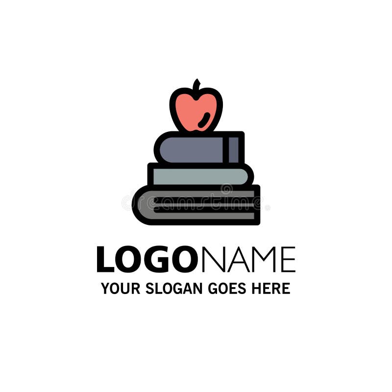 Apple, Books, Education, Science Business Logo Template. Flat Color ...
