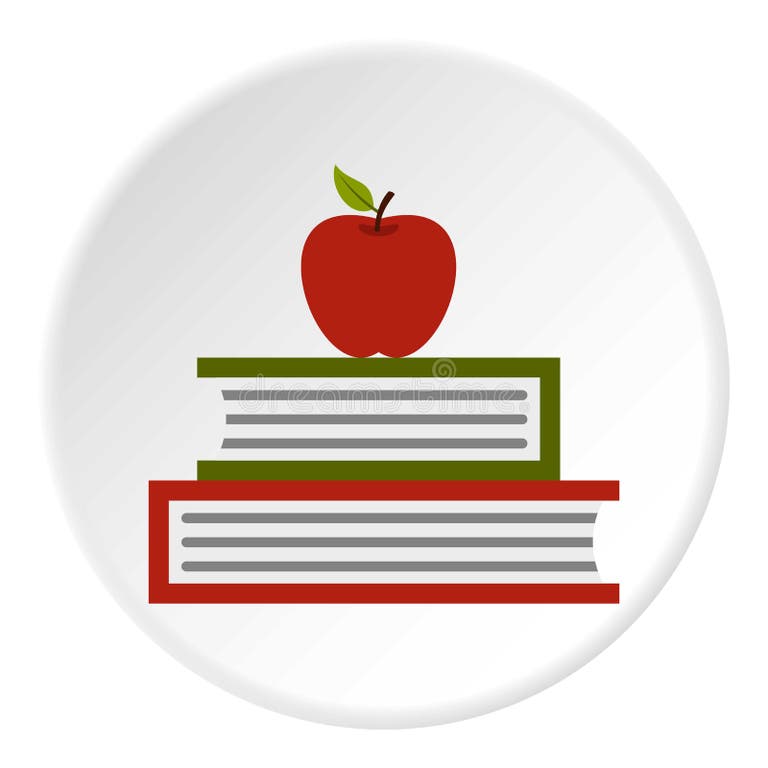 Apple and Books Icon, Flat Style Stock Vector - Illustration of icon ...