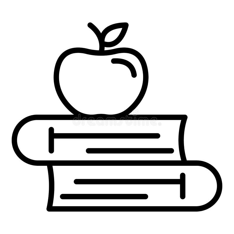 Two Books And Apple Icon, Outline Style Stock Illustration ... Two Books And Apple Icon, Outline Style Stock Illustration ...