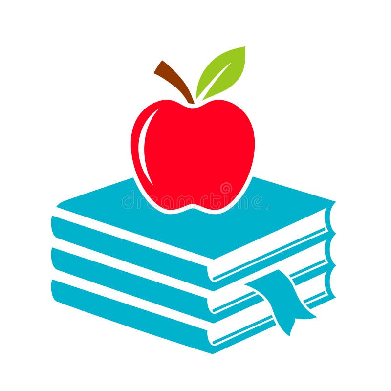 Apple and Books School Icon Stock Vector - Illustration of knowledge ...