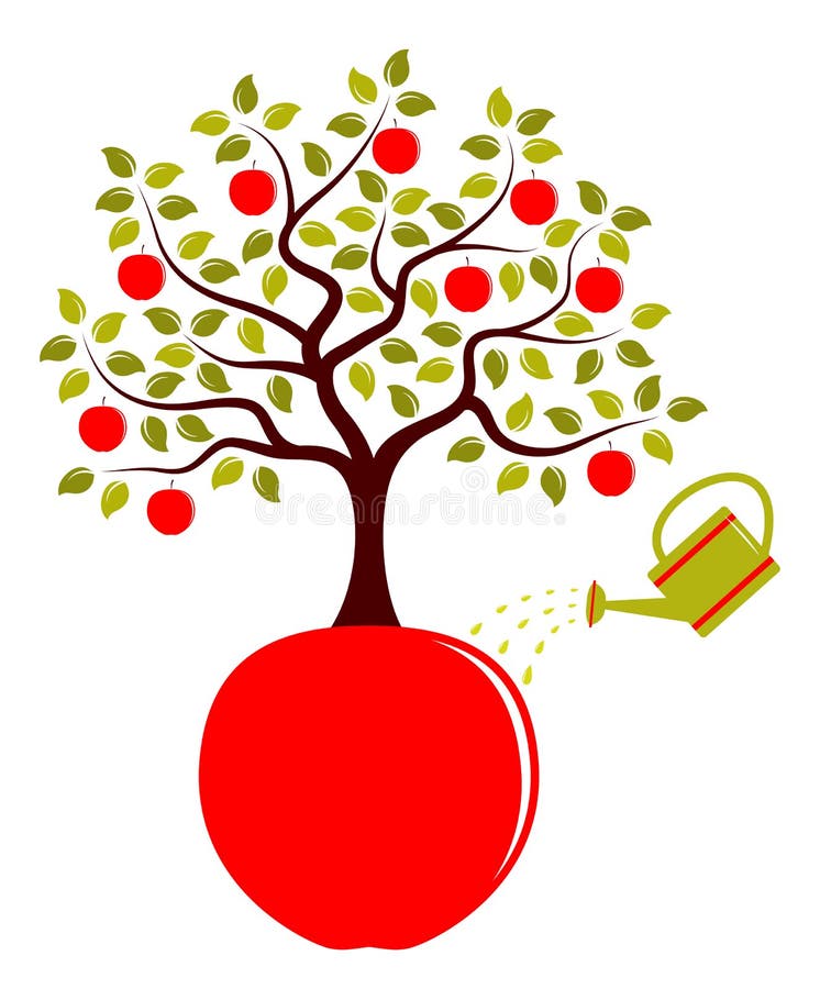 Apple-boom Het Groeien Van Appel Stock Illustratie - Illustration of ...