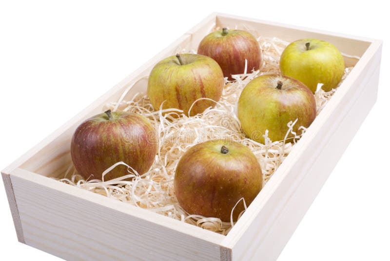 Apple in the box isolated stock image. Image of package - 19513925