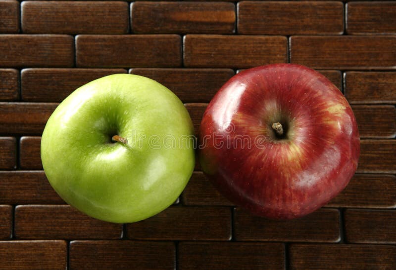 Apple on a Brown Tablecloth Stock Image - Image of vegetarian, juicy ...