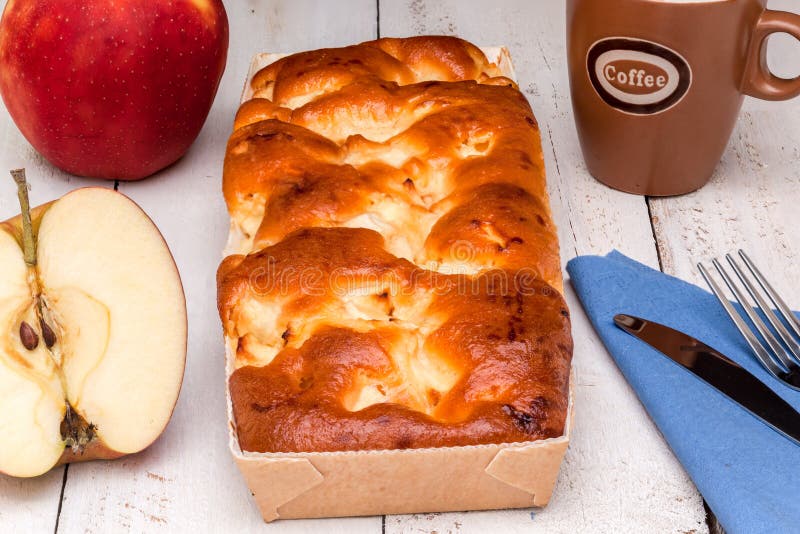 An Apple cake stock photo. Image of napkin, delicious - 93890590