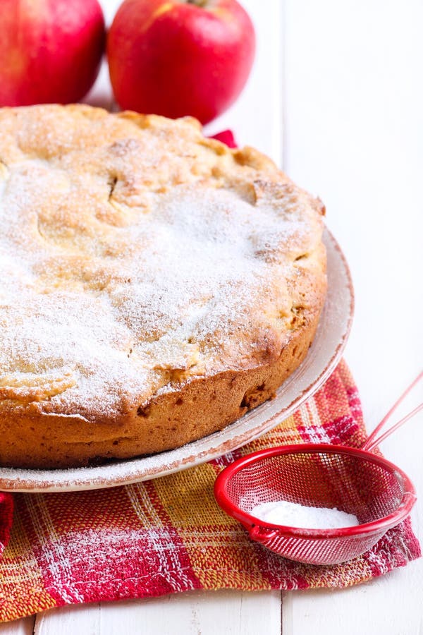 Apple Cake with Icing Sugar Stock Image - Image of baked, treat: 67736631