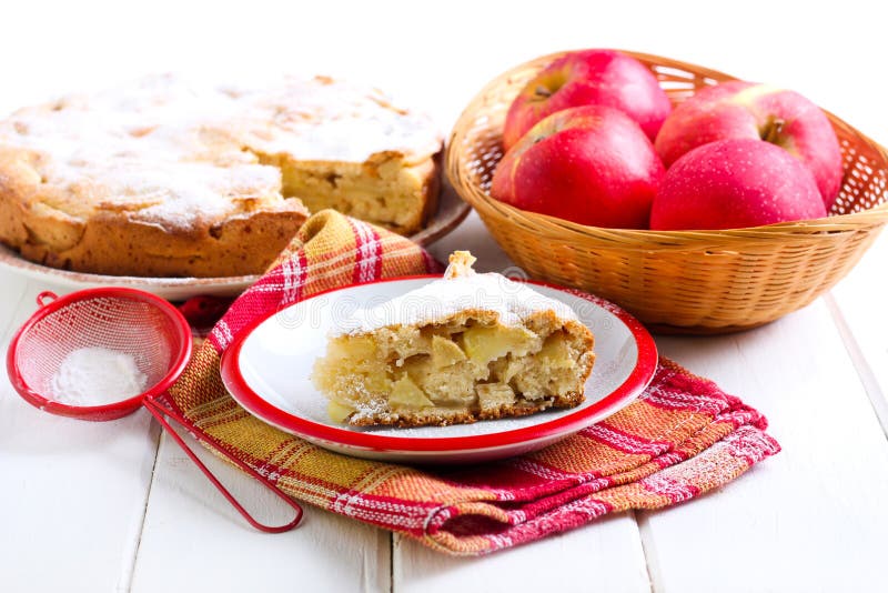 Apple Cake with Icing Sugar Stock Photo - Image of slice, pastry: 67736644