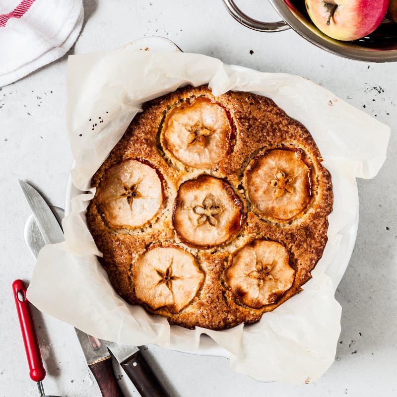 Apple Cake with Sliced Apple on Top Stock Photo - Image of dessert ...