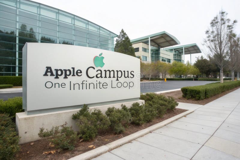 Apple Campus: Iconic One Infinite Loop Sign in Cupertino Stock Illustration - Illustration of ...