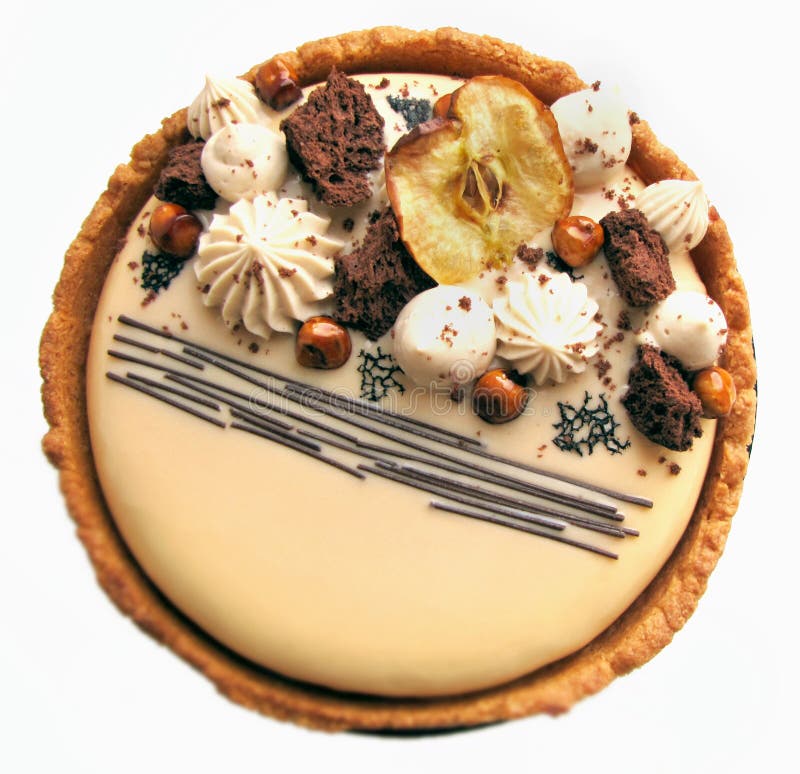 Apple and Caramel Cake with Hazelnuts and Cookie Border Stock Photo ...