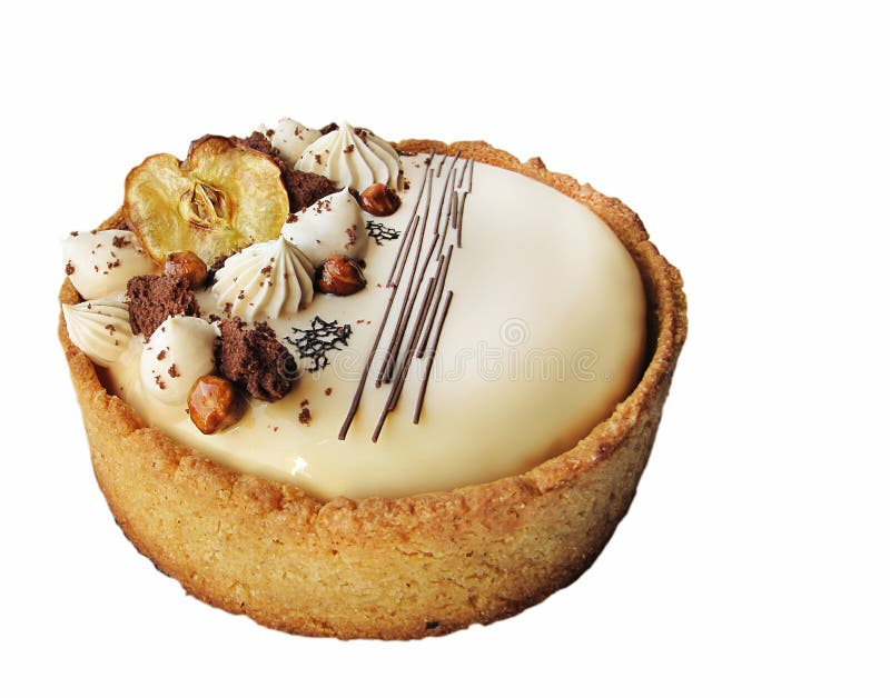 Apple and Caramel Cake with Hazelnuts and Cookie Border Stock Photo ...