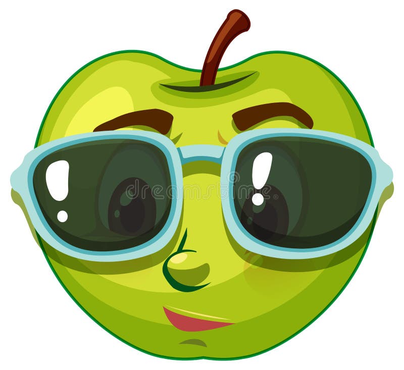 Apple Cartoon Character with Facial Expression Stock Vector ...