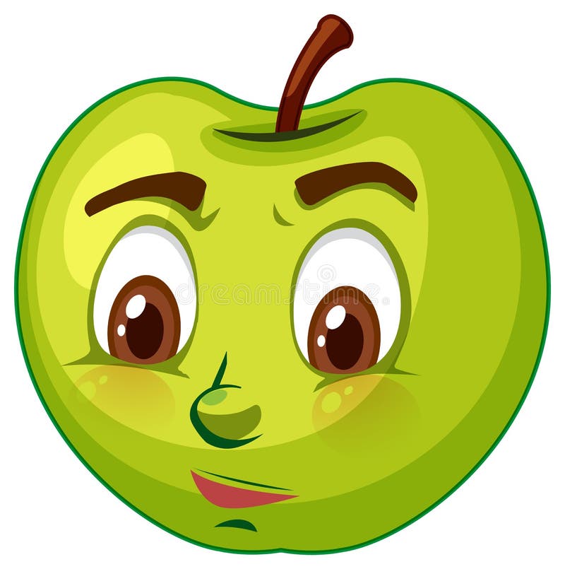 Apple Cartoon Character with Facial Expression Stock Vector ...
