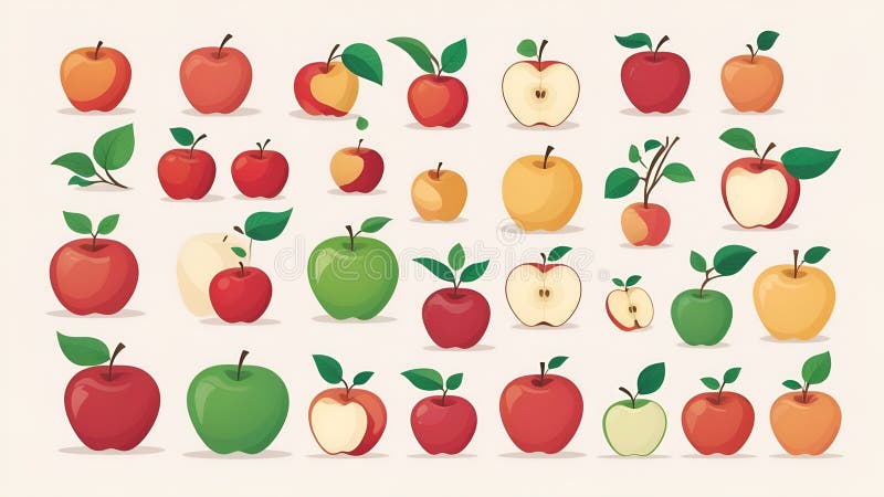 Apple Cartoon Clipart Cartoon. Red Apple Icon Set Vector Design Stock ...