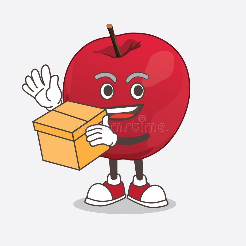Apple Cartoon Mascot Character Holding a Box Stock Vector ...