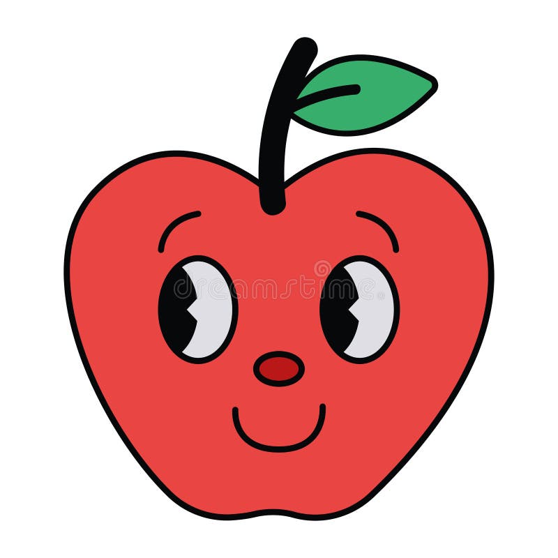 Apple Cartoon Retro Character Stock Vector - Illustration of fresh ...