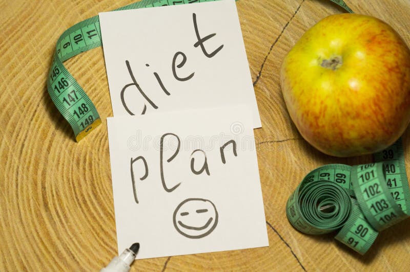 Apple Centimeter Sticker Inscription Diet Plan Smiling Smiley Stock ...