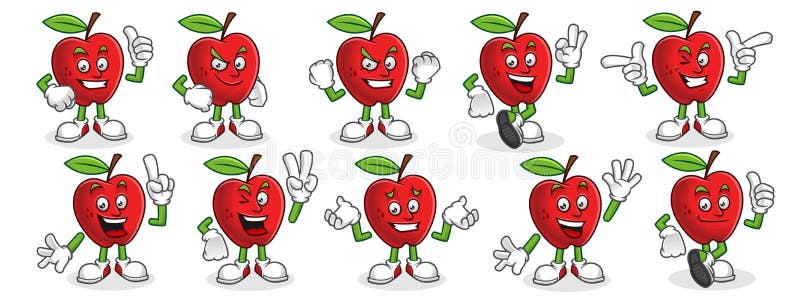 Vector Set of Apple Character, Apple Mascot. Stock Vector ...