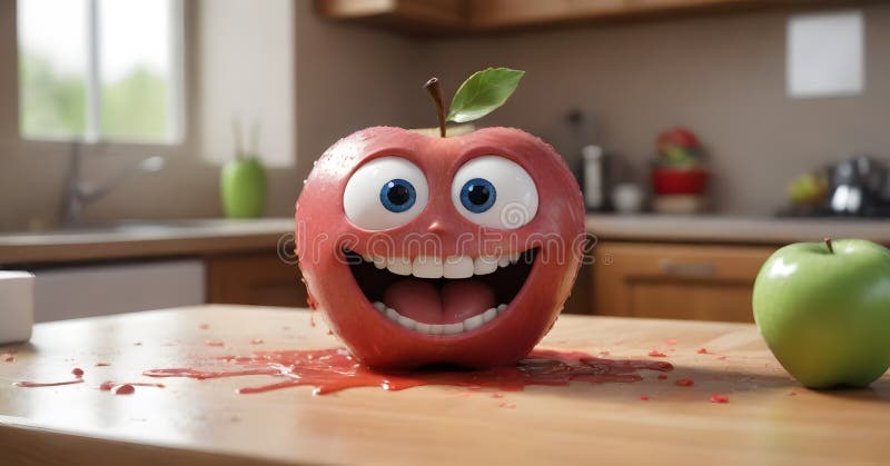 Apple Character Splattered in Juice Stock Image - Image of nutrition ...
