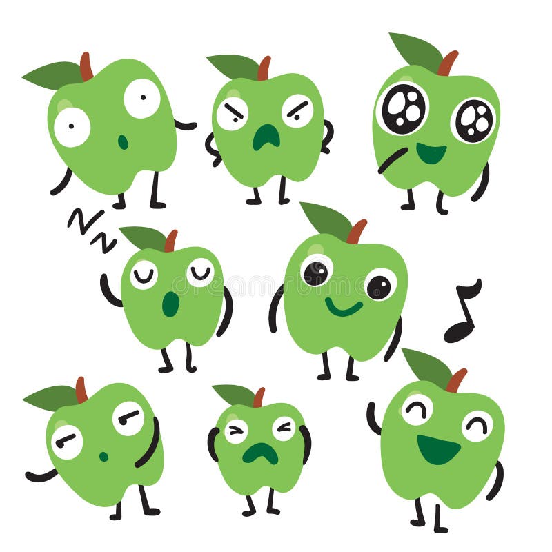 Apple Character Vector Design Stock Vector - Illustration of emotion ...