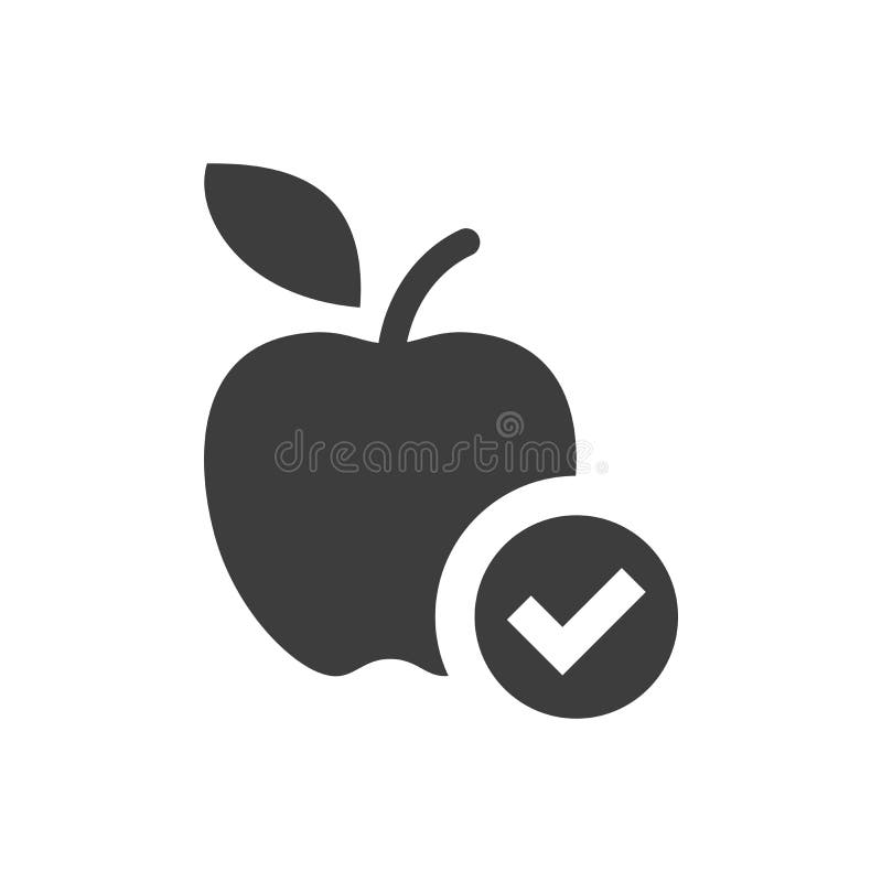 Apple with Checkmark Ot Tick, Ok Vector Icon Stock Vector ...