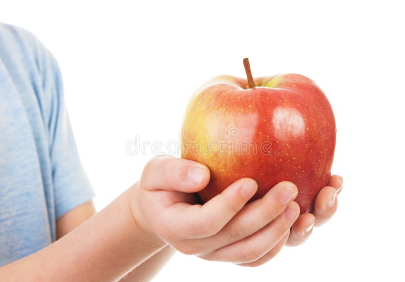Apple in child hands stock image. Image of juice, cheerful - 31305091