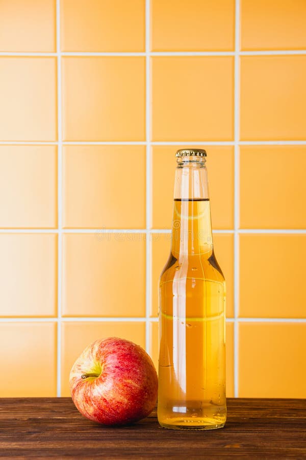 Apple Cider in a Bottle on a Wooden Table Stock Image - Image of ripe ...