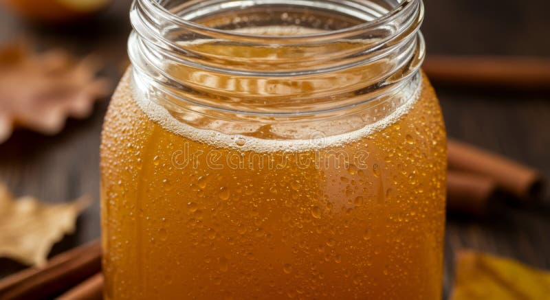 Apple Cider in a Glass Jar with Cinnamon Sticks Stock Illustration ...