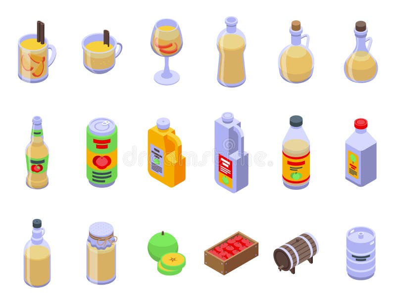 Apple Cider Icons Set Isometric Vector. Beer Splash Stock Vector ...