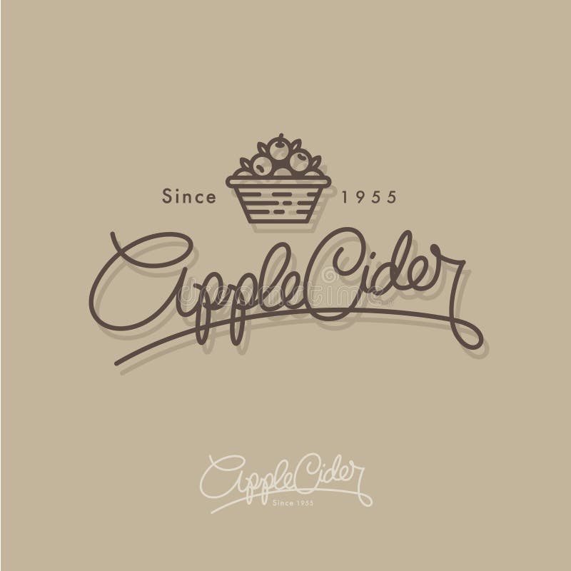 Apple Cider Logo. Retro Lettering. Apple Cider Emblem and a Basket of ...