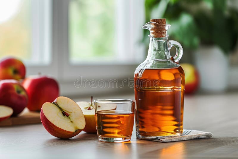 Apple Cider Vinegar in Bottle and Apples - AI Generated Stock Image ...