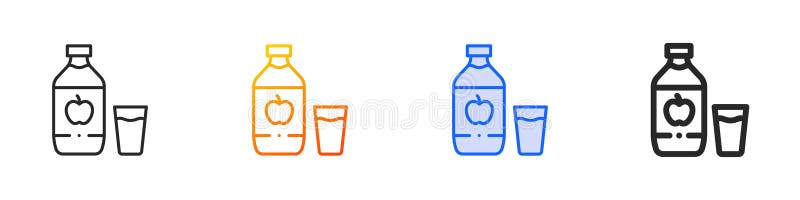 Apple Cider Vinegar Icon.Thin Linear, Gradient, Blue Stroke and Bold ...