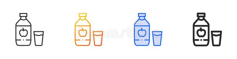 Apple Cider Vinegar Icon.Thin Linear, Gradient, Blue Stroke and Bold Style Design Isolated on ...