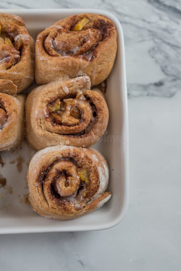 Apple Cinnamon Buns with Whole Wheat Stock Photo - Image of cinnamon ...