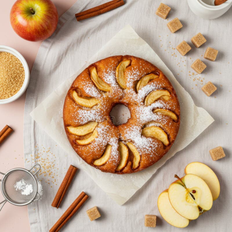 Apple Cinnamon Cake: Overhead View of Baked Dessert Stock Illustration ...