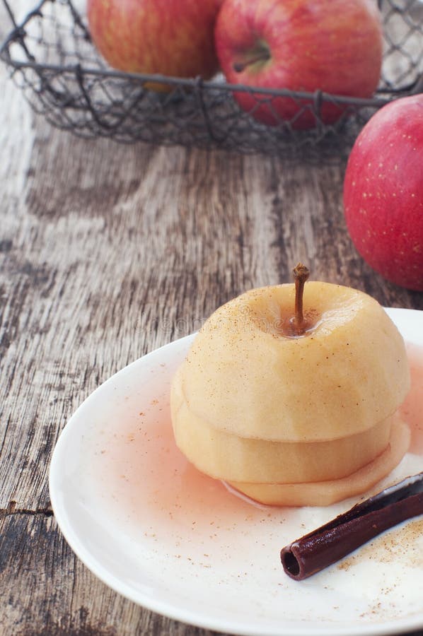 Apple and Cinnamon Compote in Retro Colors Stock Image - Image of plate ...