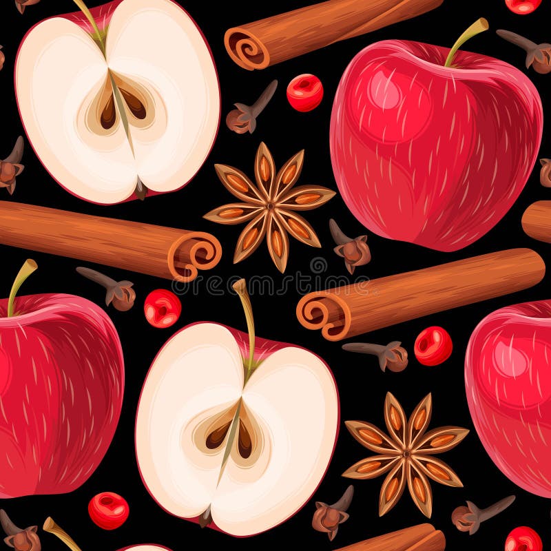 Apple And Cinnamon Seamless Stock Vector - Illustration of anise ...