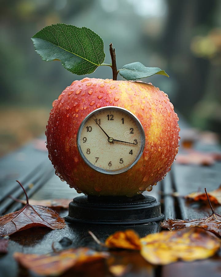 Apple with Clock stock photo. Image of produce, healthy - 323877212