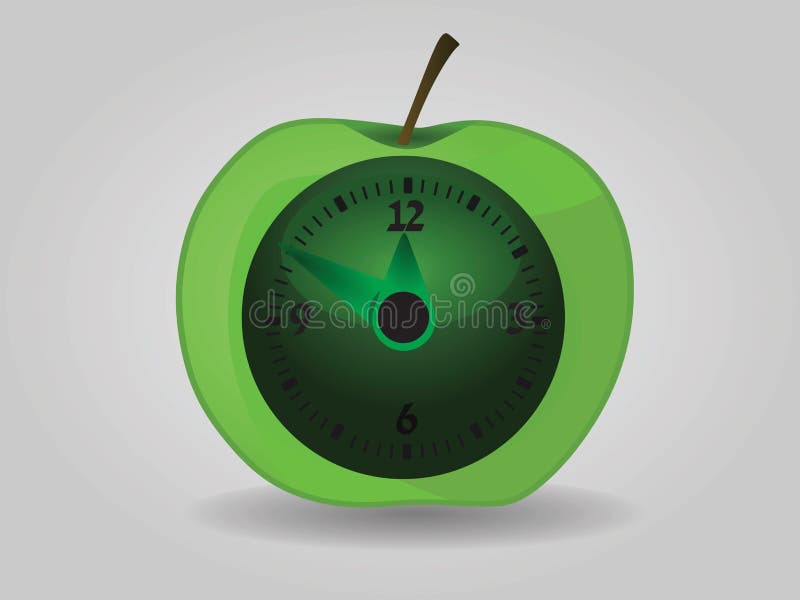 Apple clock stock illustration. Illustration of hour, arrow - 4820060