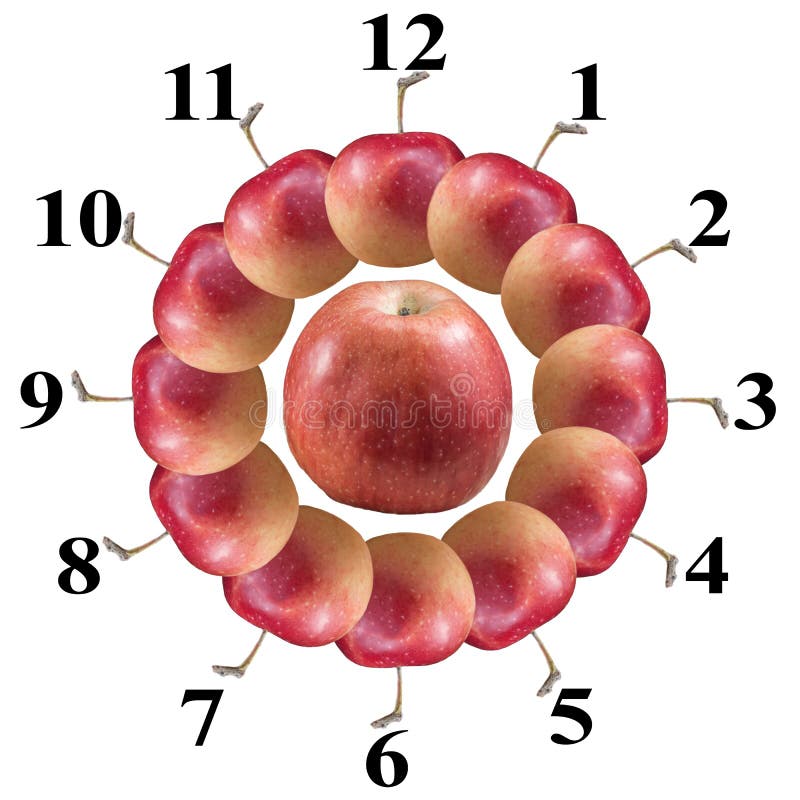 Apple clock stock illustration. Illustration of hour, arrow - 4820060