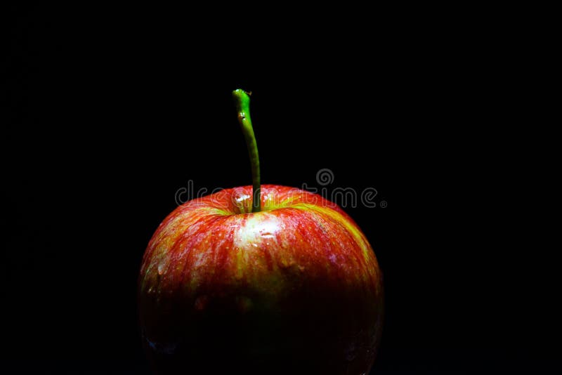 Apple Close Up on Black Background in Low Key Light Stock Photo - Image ...