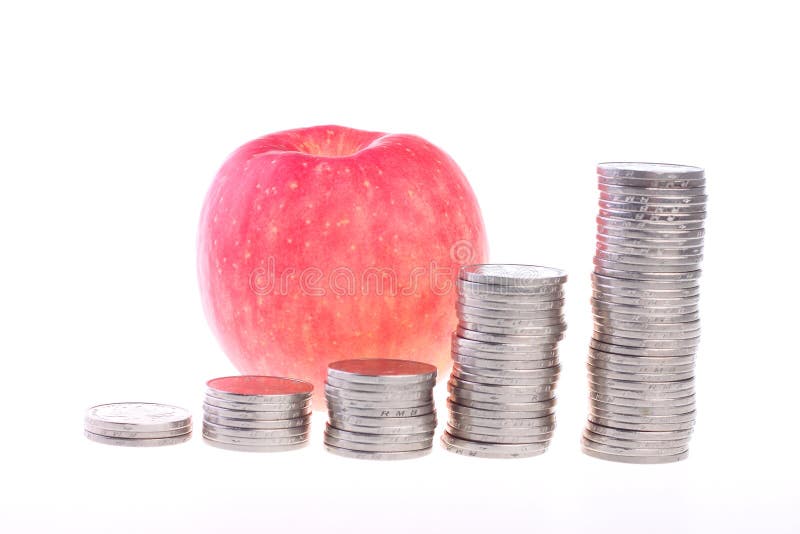 Apple and coins stock image. Image of objects, ideas - 28639371