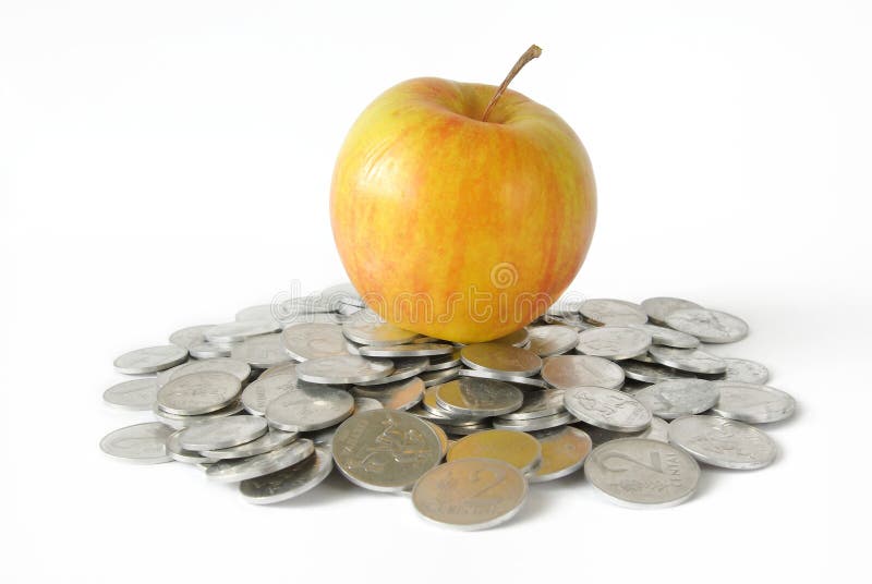 Apple and coins heap stock photo. Image of medicine, finance - 14124122
