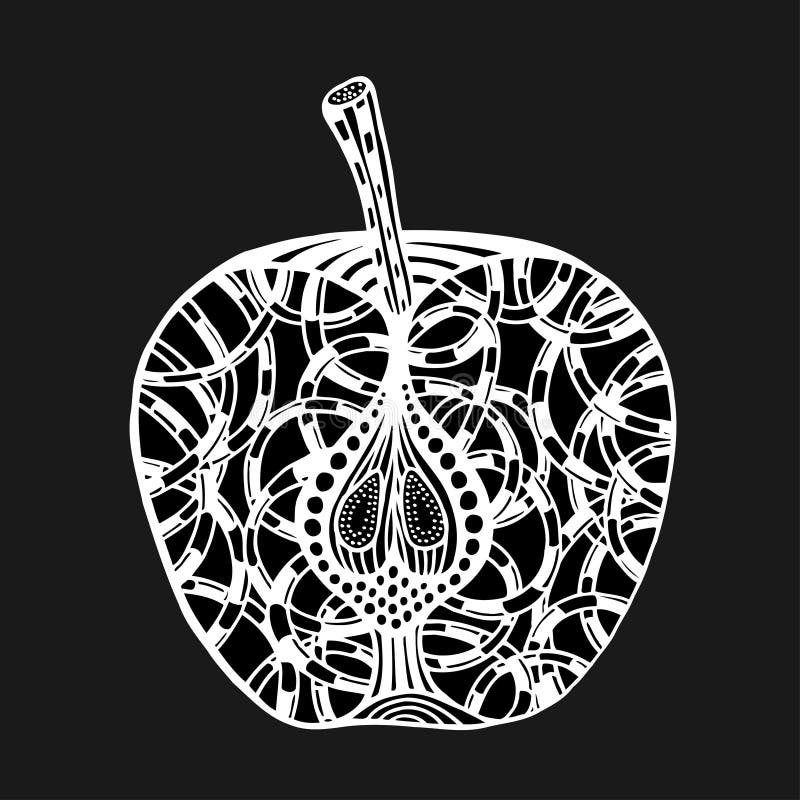 Apple Zen Tangle, Zen Doodle. Apple Coloring. Apple Tatoo Stock Vector ...