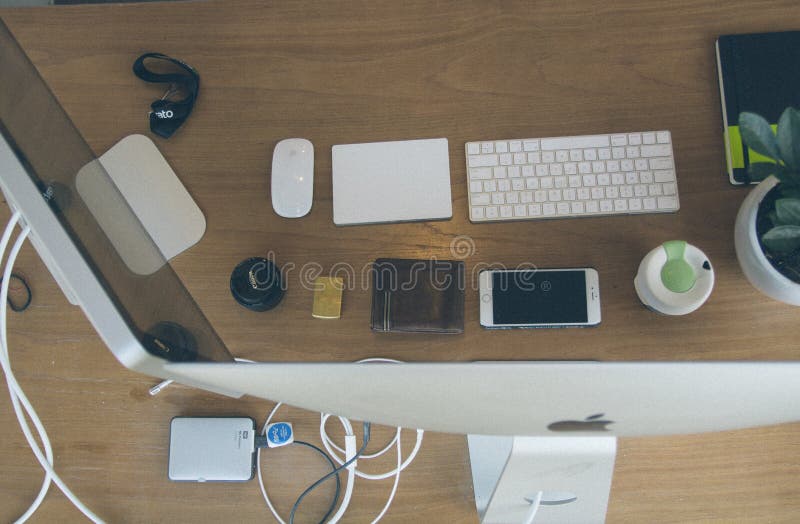 Apple, Computer, Desk stock image. Image of workspace - 109900209